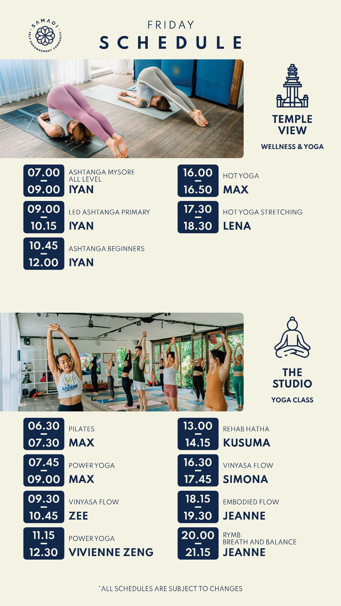Yoga Schedule Canggu | Yoga Studio in Canggu - Samadi Bali